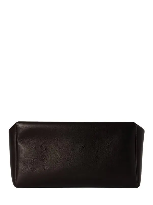 THE ROW Squared Compact Clutch Bag - Dark Brown