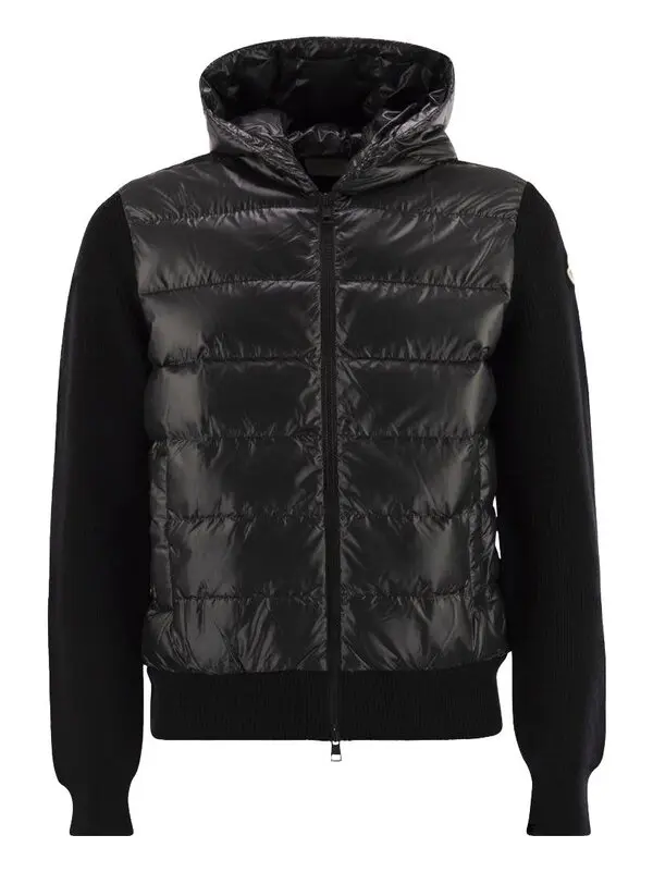 Moncler Wool-lined Hooded Zip-up Sweatshirt - Black