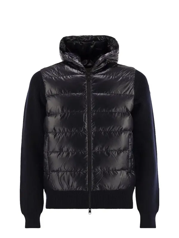 Moncler Wool-lined Hooded Zip-up Sweatshirt - Navy