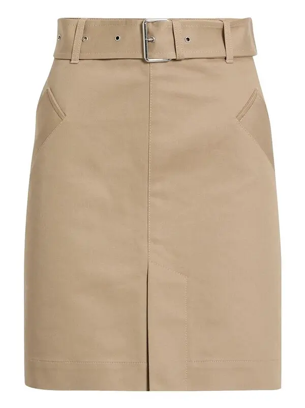 TOTÊME Belted Cotton-twill Mini Skirt - Sand