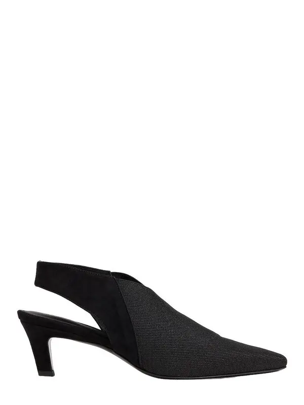 TOTEME Suede And Stretch-knit Slingback Pumps - Black