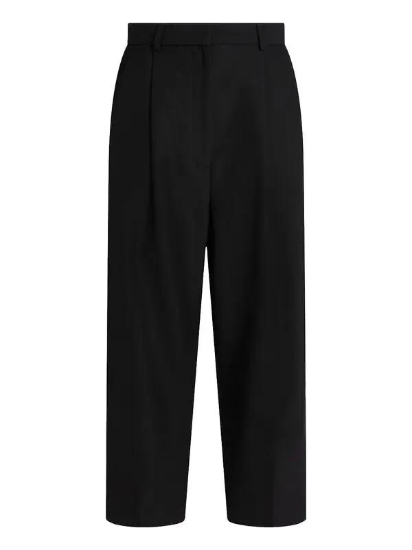 TOTEME Cropped Straight-leg Grain De Poudre Pants - Black