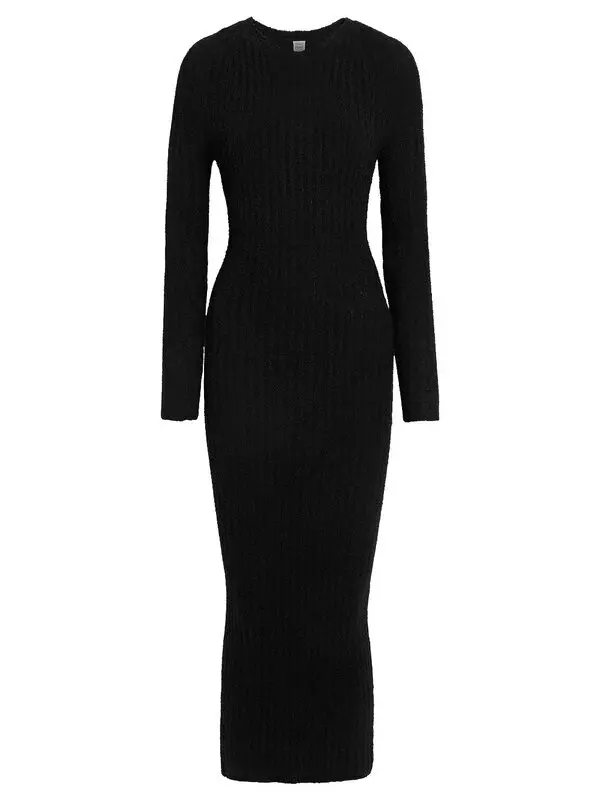 TOTEME Ribbed Bouclé-knit Wool-blend Midi Dress - Black