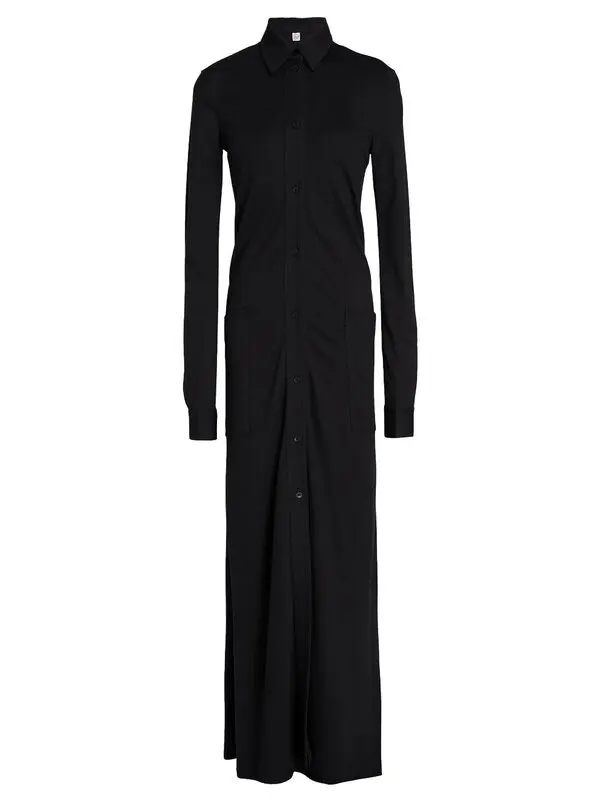 TOTEME Stretch-jersey Maxi Shirt Dress - Black