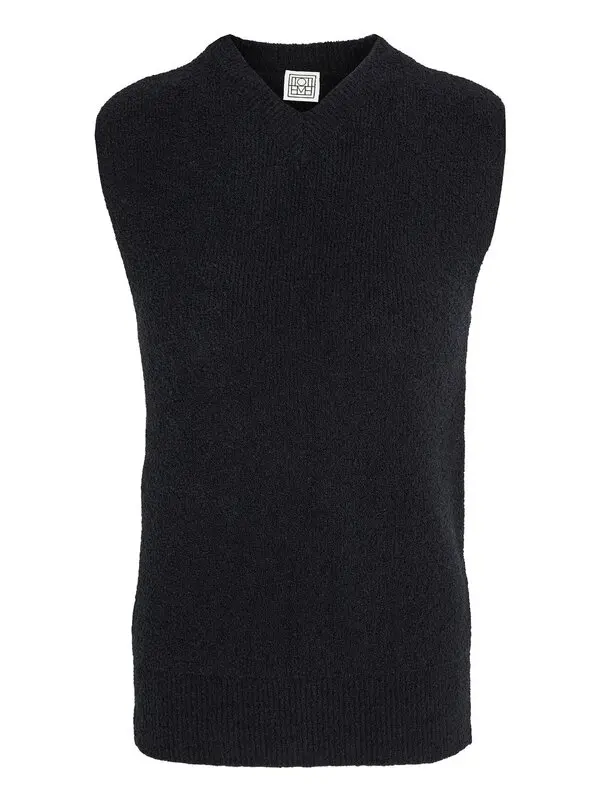 TOTEME Ribbed Bouclé-knit Vest - Black
