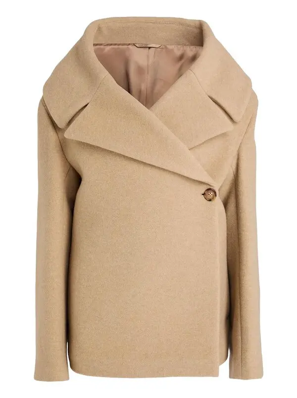 TOTEME Double-breasted Wool-blend Felt Jacket - Sand