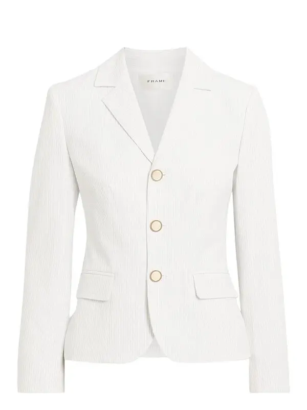 FRAME Striped Seersucker Blazer - White