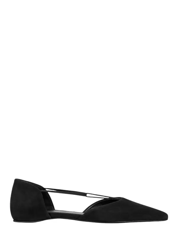 TOTÊME T-strap Point-toe Suede Flats - Black