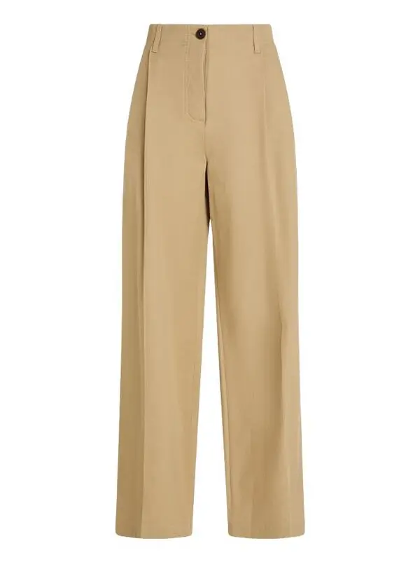 TOTEME Pleated Cotton Twill Straight-leg Pants - Sand