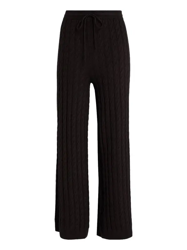 TOTEME Cable-knit Wool-cashmere Wide-leg Pants - Dark Brown