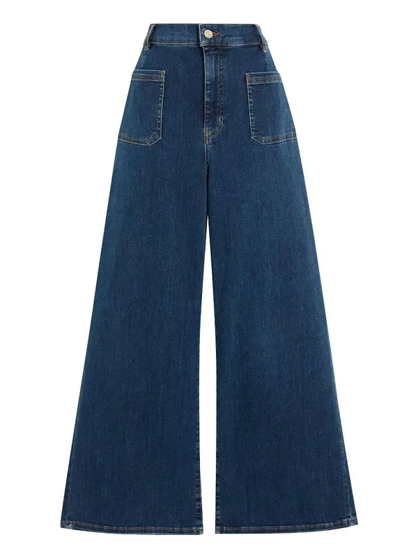FRAME Le Pixie Slim Palazzo High-rise Wide-leg Jeans - Dark Denim