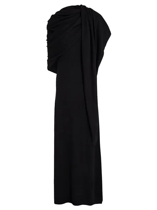 TOTÊME Cashmere Cape-effect Maxi Dress - Black