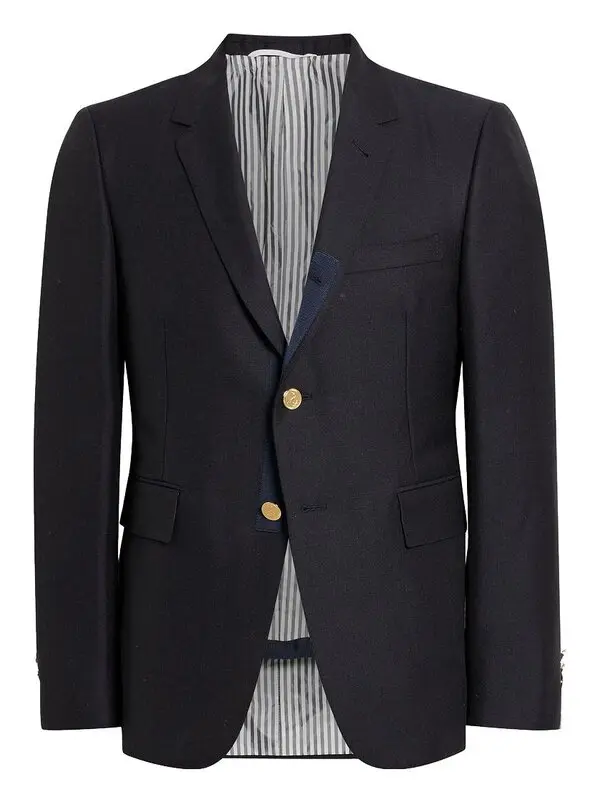 Thom Browne Grain De Poudre Wool And Mohairblend Blazer - Midnight Blue