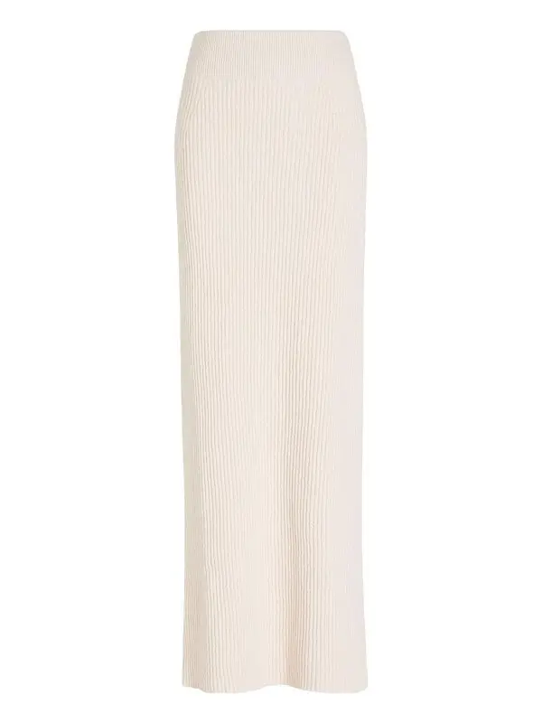 TOTÊME Ribbed Cotton-blend Maxi Skirt - Ecru