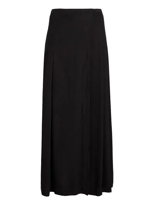 TOTEME Pleated Crepe-satin Maxi Wrap Skirt - Black