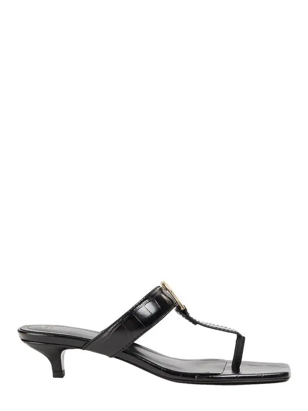 TOTEME Buckled Croceffect Leather Mules - Black