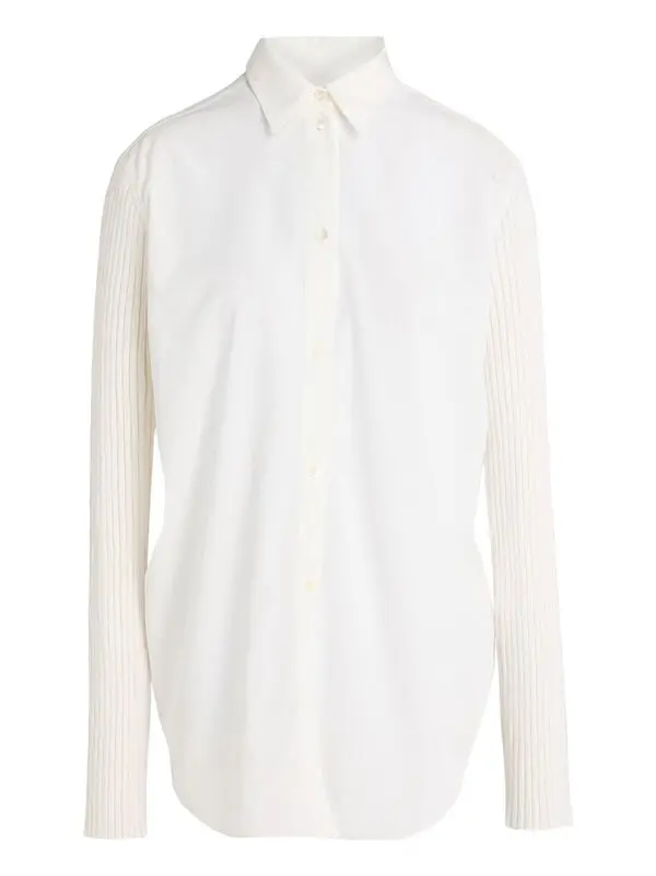 TOTEME Poplin And Ribbed Wool-blend Shirt - Off-white