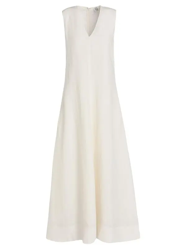 TOTÊME Lyocell And Linen-blend Maxi Dress - Off-white