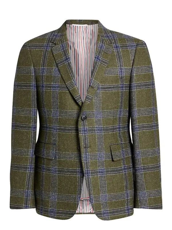 Thom Browne Checked Wooltweed Blazer - Army Green