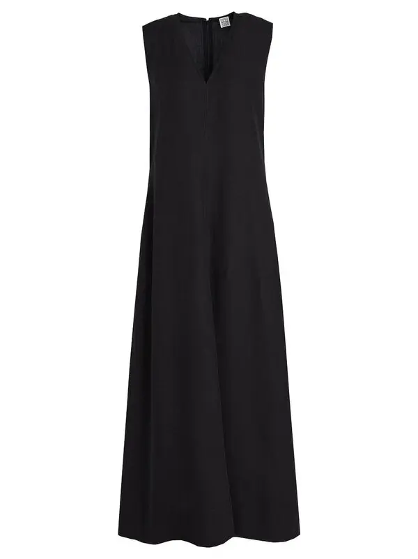 TOTÊME Lyocell And Linen-blend Midi Dress - Black