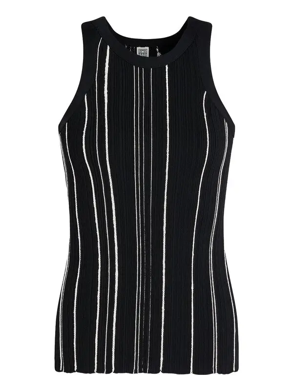 TOTEME Striped Ribbed-knit Tank - Black