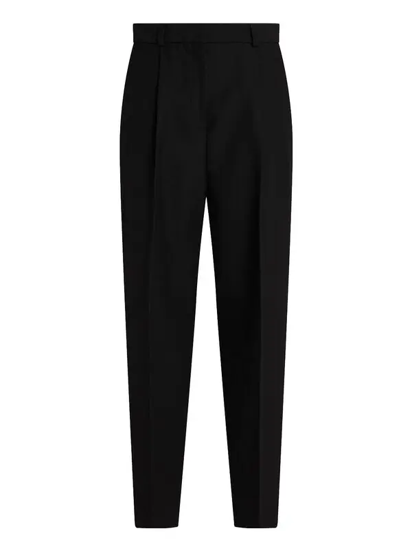TOTEME Pleated Grain De Poudre Tapered Trousers - Black