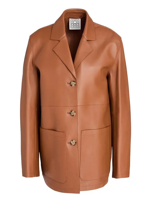 TOTEME Leather Blazer - Tan