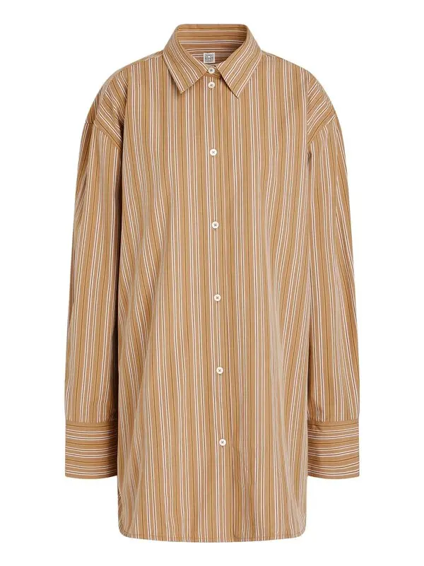 TOTEME Striped Cotton Shirt - Light Brown
