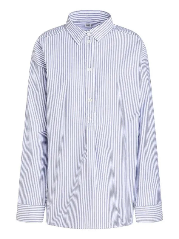 TOTEME Striped Cotton-poplin Shirt - Navy