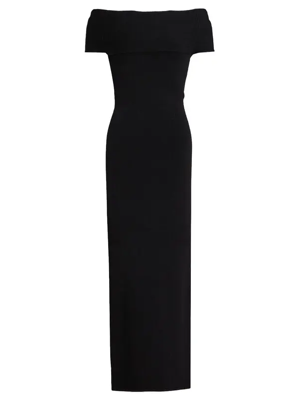 TOTEME Off-the-shoulder Stretch-knit Maxi Dress - Black