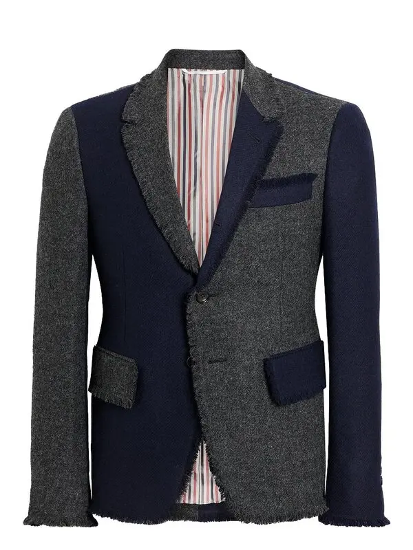 Thom Browne Twotone Woolflannel Blazer - Charcoal