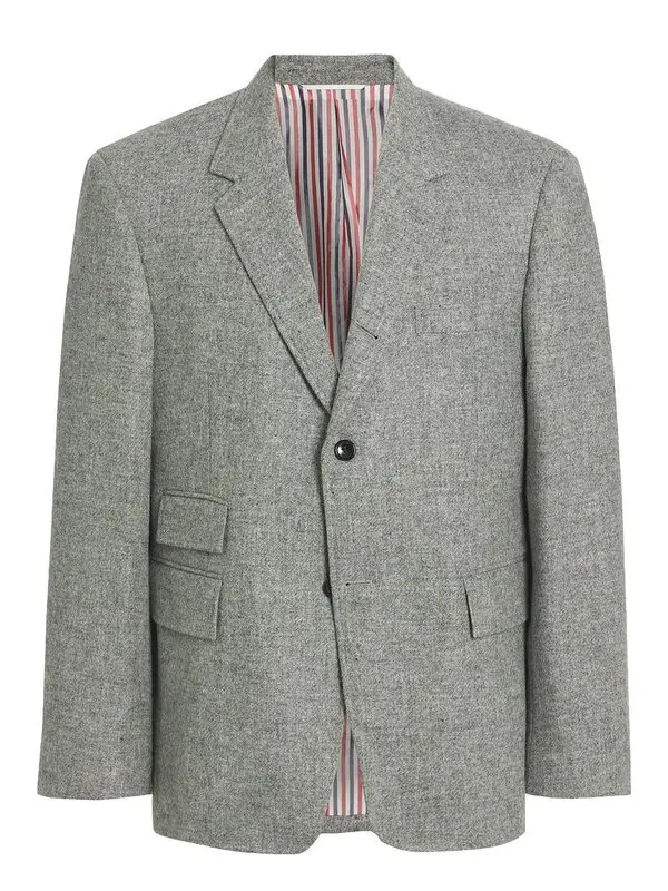 Thom Browne Brushed Wooltweed Blazer - Gray