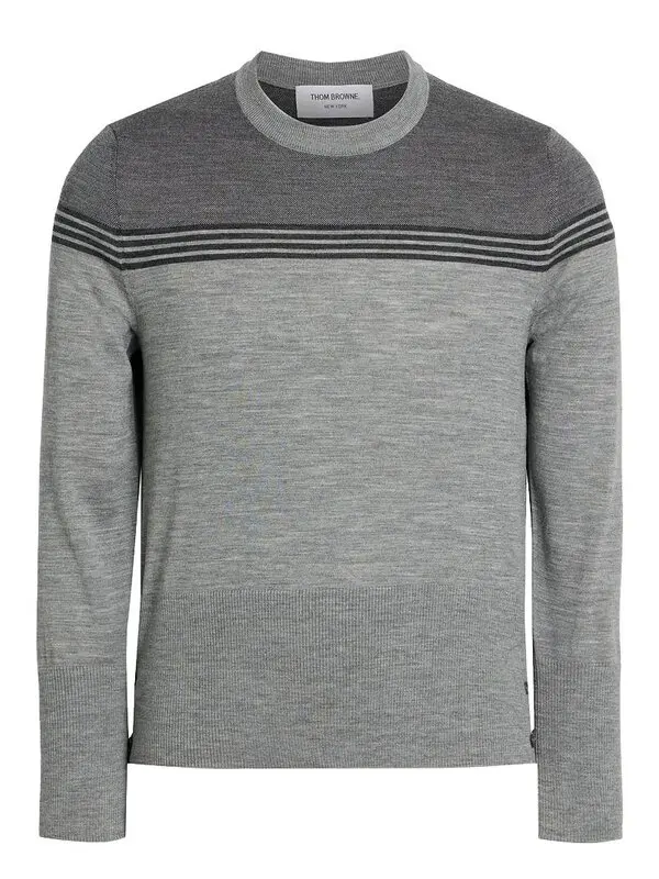 Thom Browne Striped Wool-blend Sweater - Gray