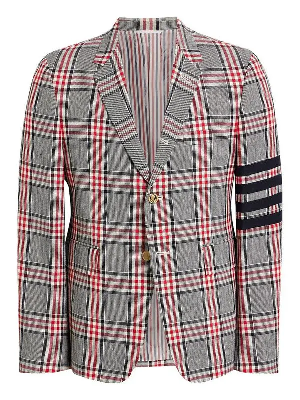 Thom Browne Prince Of Wales Checked Wooltweed Blazer - Red
