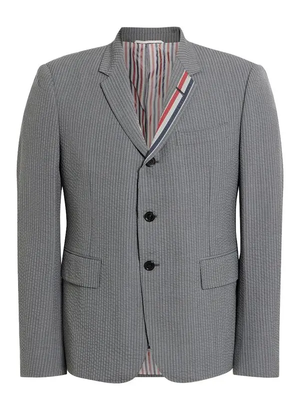Thom Browne Striped Woolseersucker Blazer - Gray