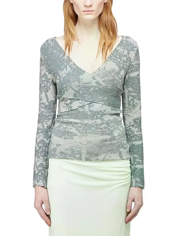 Eckhaus Latta Abstract-print Wrap-around T-shirt - Grey