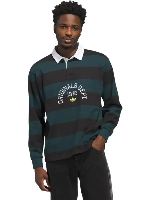 Adidas Originals Dept. Striped Polo Shirt - Black / Aurora Ivy