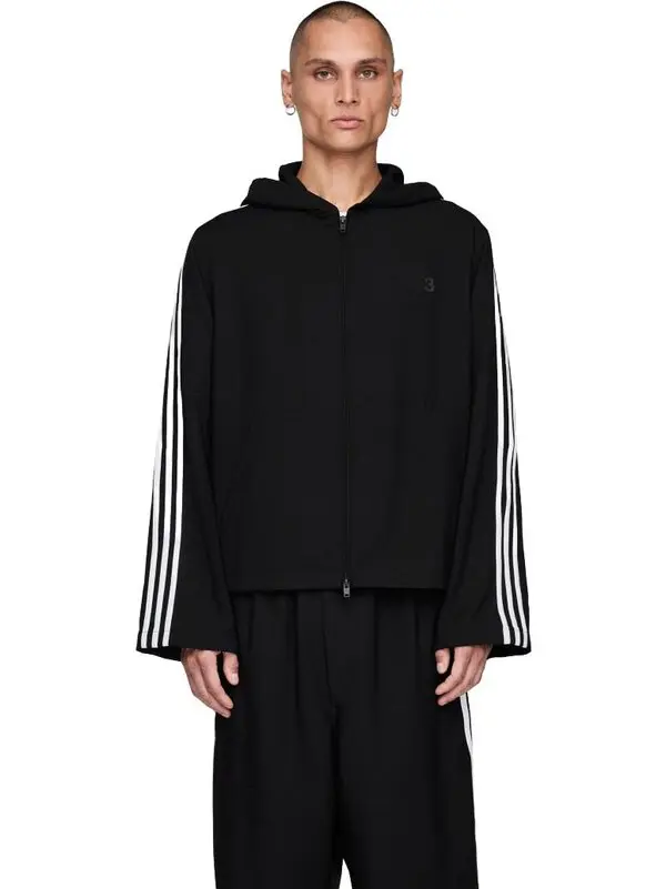 Adidas Hooded 3-stripes Track Top - Black