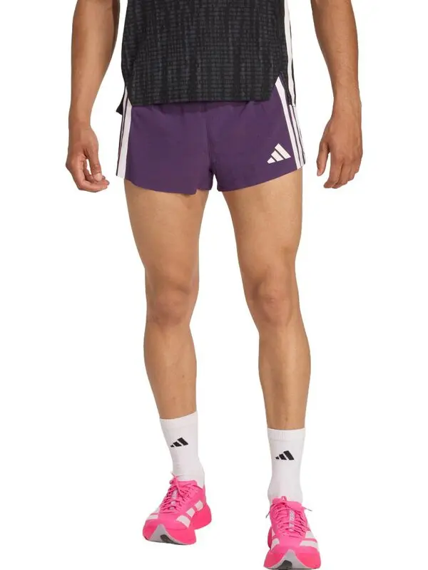 Adidas Adizero Running Split Shorts - Aurora Plum / Lucid Lemon