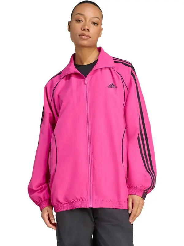Adidas Teamgeist Adicolor Oversized Woven Track Top - Semi Lucid Fuchsia / Black