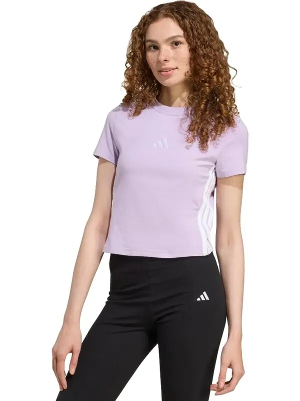 Adidas Essentials 3-stripes Slim Baby Tee - Powder Plum / White