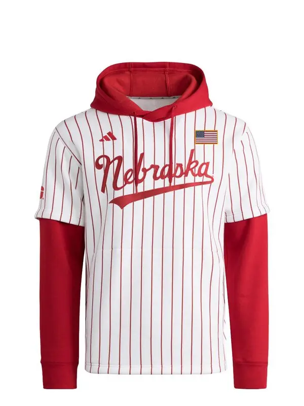 Adidas Nebraska Cornhuskers Hooded Jersey - White / Team Power Red