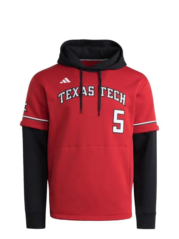 Adidas Texas Tech Red Raiders X Patrick Mahomes Baseball Jersey Hoodie - Team Power Red / Black