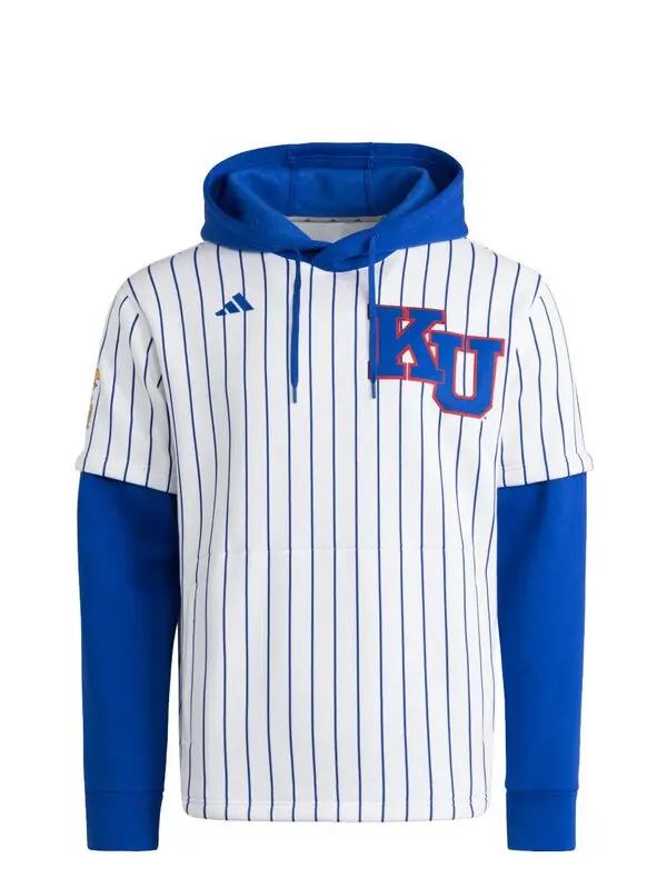 Adidas Kansas Jayhawks Baseball Hooded Jersey - White / Royal Blue
