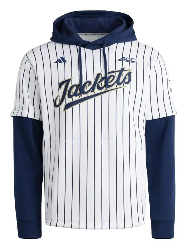 Adidas Georgia Tech Yellow Jackets Baseball Hooded Jersey - White / Team Navy