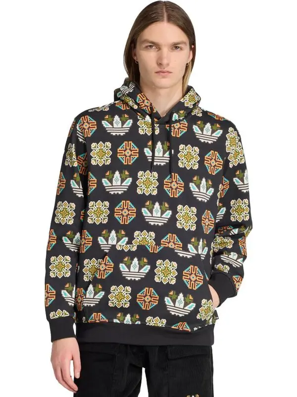 Adidas Tile Allover Print Loose Hoodie - Black