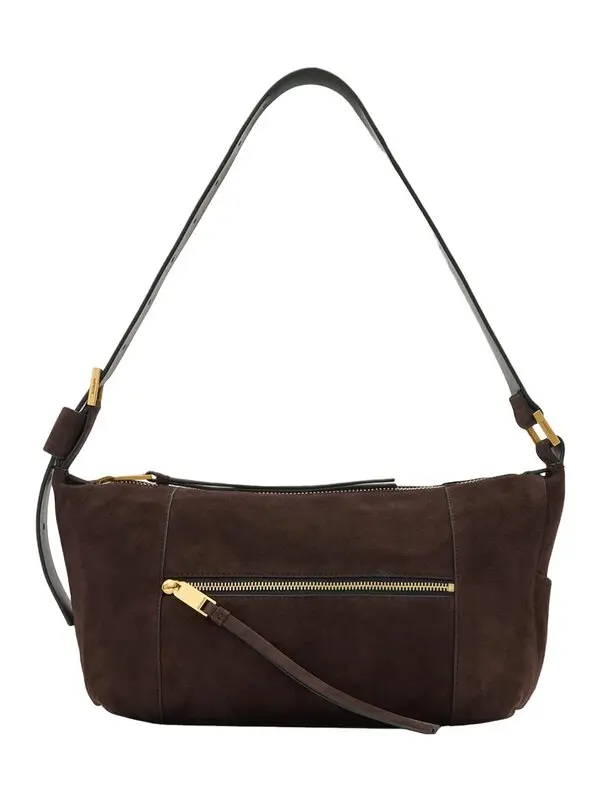 ALLSAINTS Vega Suede Shoulder Bag - Brown