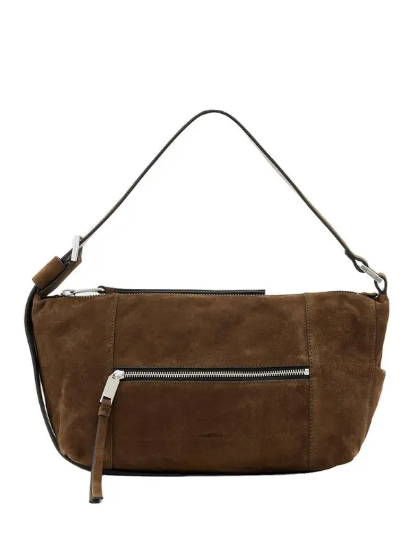 ALLSAINTS Vega Suede Shoulder Bag - Fango Brown