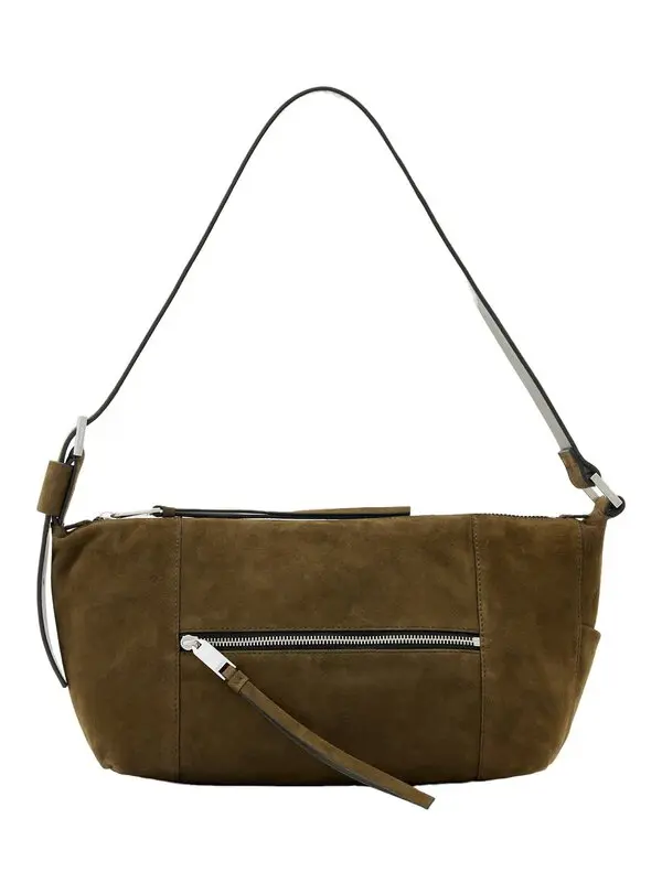 ALLSAINTS Vega Suede Shoulder Bag - Olive Green