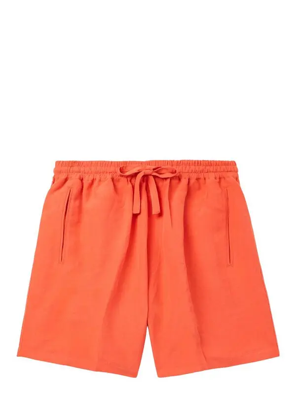 UMIT BENAN Julian Straight-leg Linen And Silk-blend Drawstring Shorts - Red